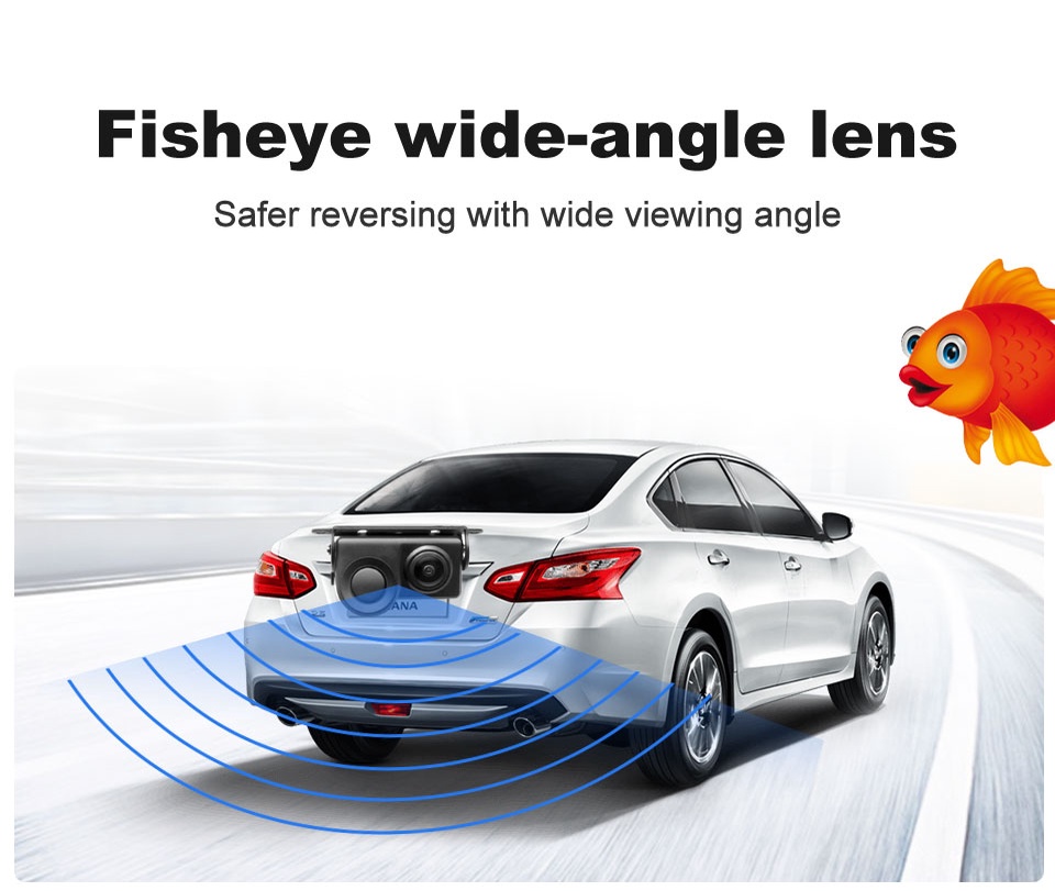 2in1 visual reversing radar fish eye wide-angle lens HD picture quality ...