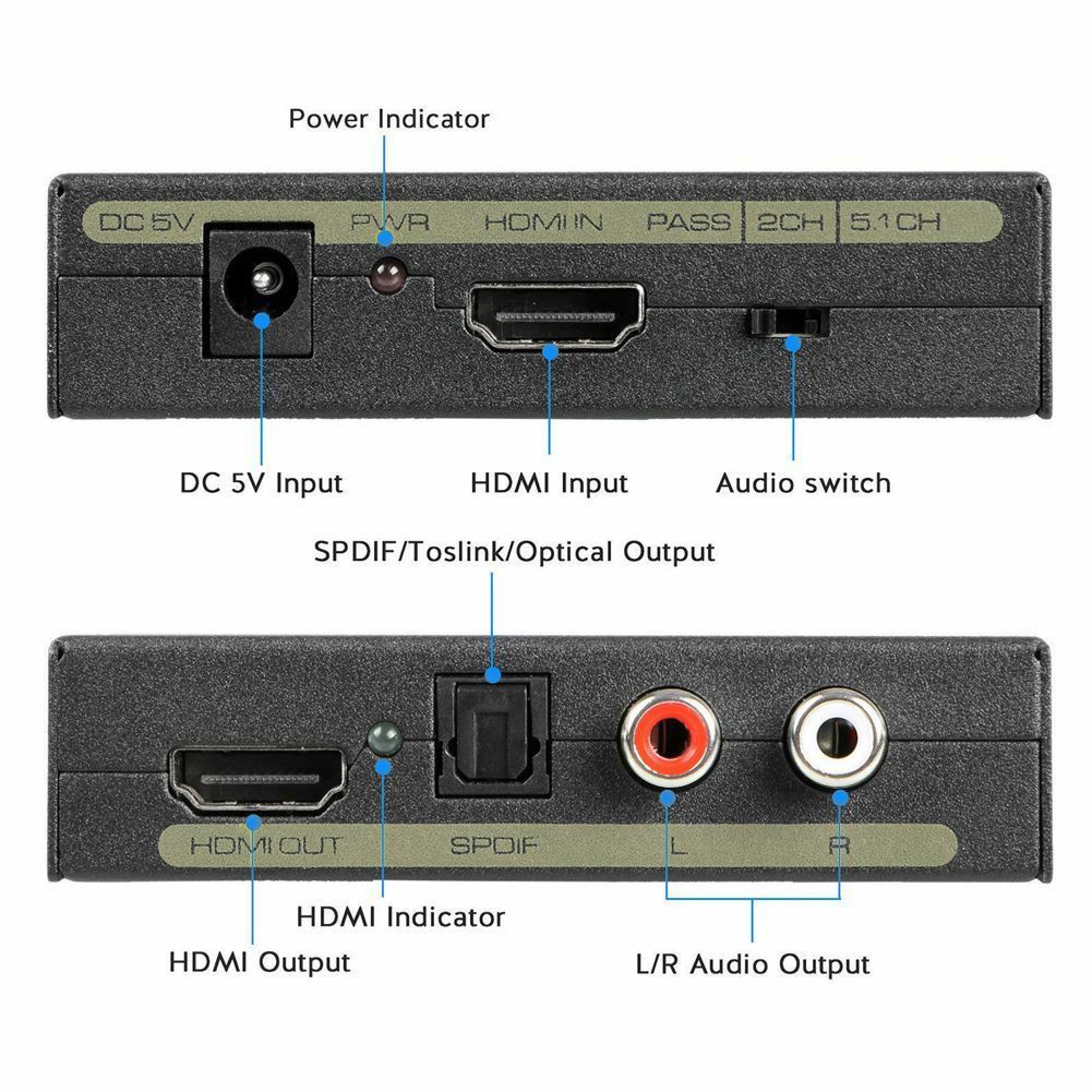 HDMI Audio Extractor Splitter 1080P HDMI to HDMI Audio Converter ...