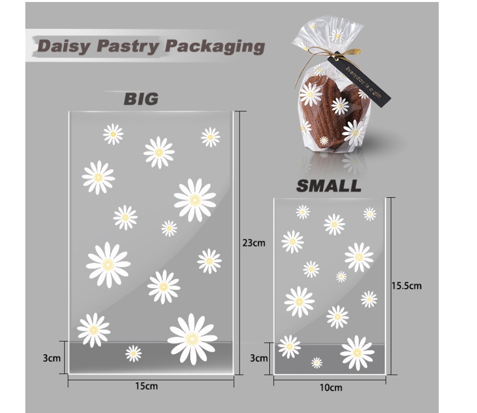 50pcs Daisy Design Kuih Wrapper, Cookies Packaging, Doorgift Wedding ...
