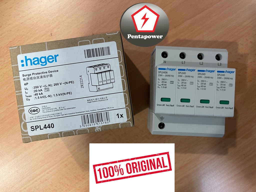 Hager SPD SPL440 40KA 4P Surge Protective Device T2 TNS/TT | Shopee ...