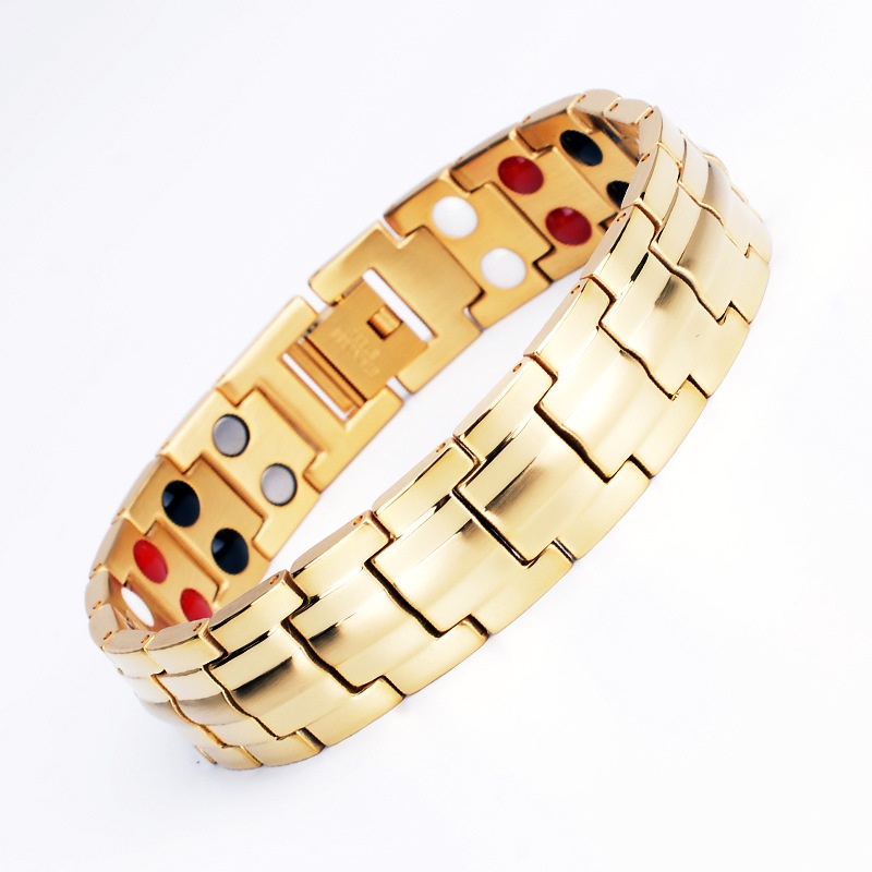 Titanium Steel Bracelet 4-in-1 Magnetic Negative Ion Anti-radiation Far ...