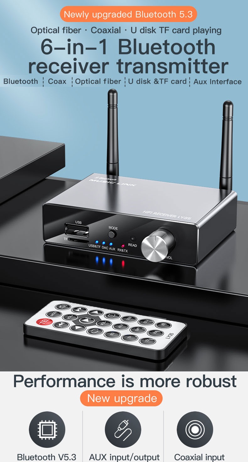 Optical Fiber Coaxial Bluetooth Receiver Transmitter Audio Digital ...