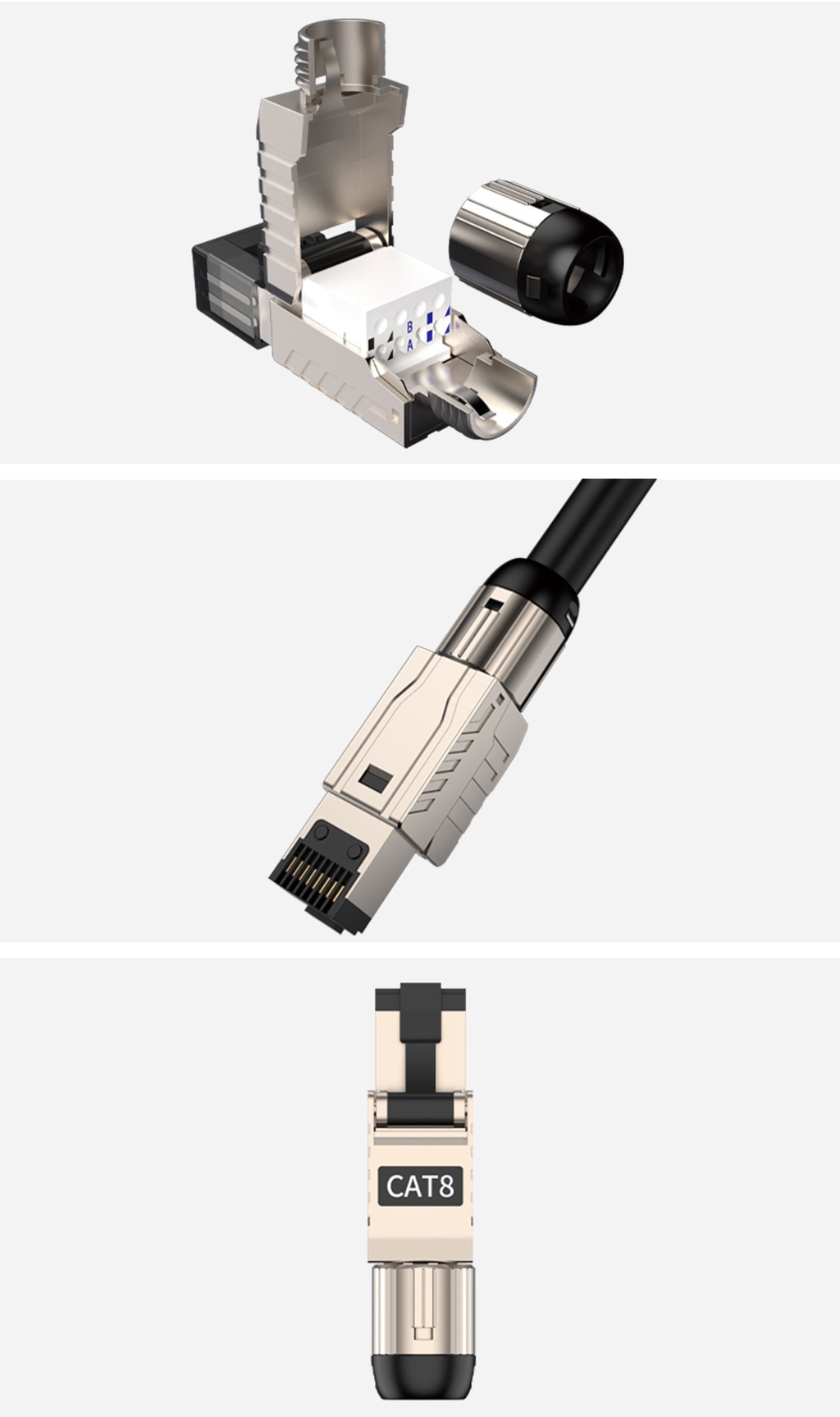 ZoeRax Cat8 Cat7 Cat6a Ethernet Cable Connector RJ45 Metal Tool Free ...