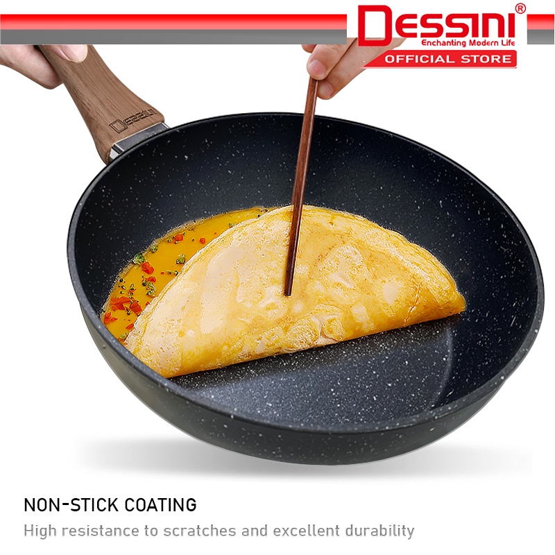 DESSINI Natural Stone Frying Pan Die Cast Aluminium Induction Non-Stick ...