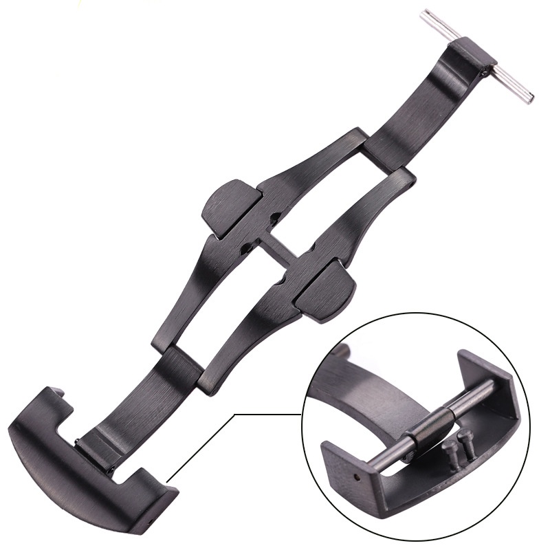22mm 24mm Watch Accessories Stainless Steel Pin Buckle Double Press ...