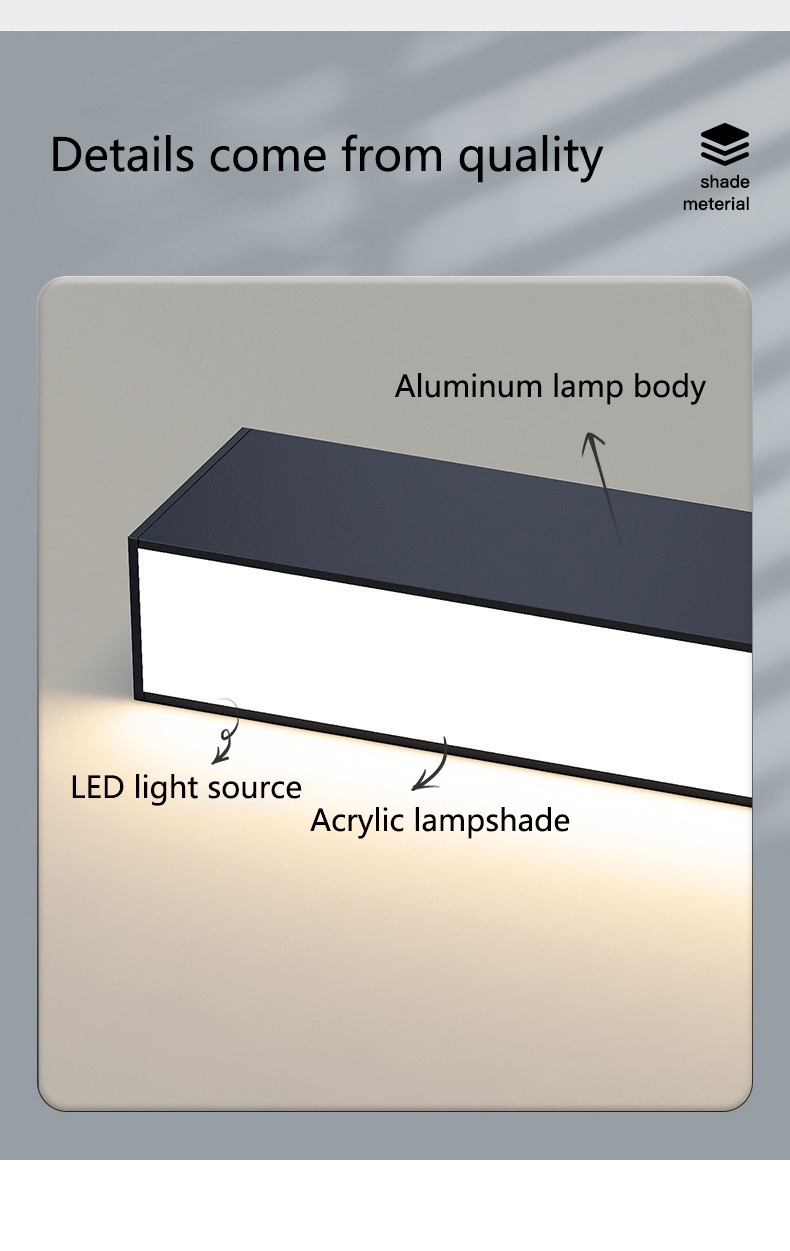 LED Ceiling Lampu Long Strip Surface Mounted Linear Lamp Aisle Balcony ...