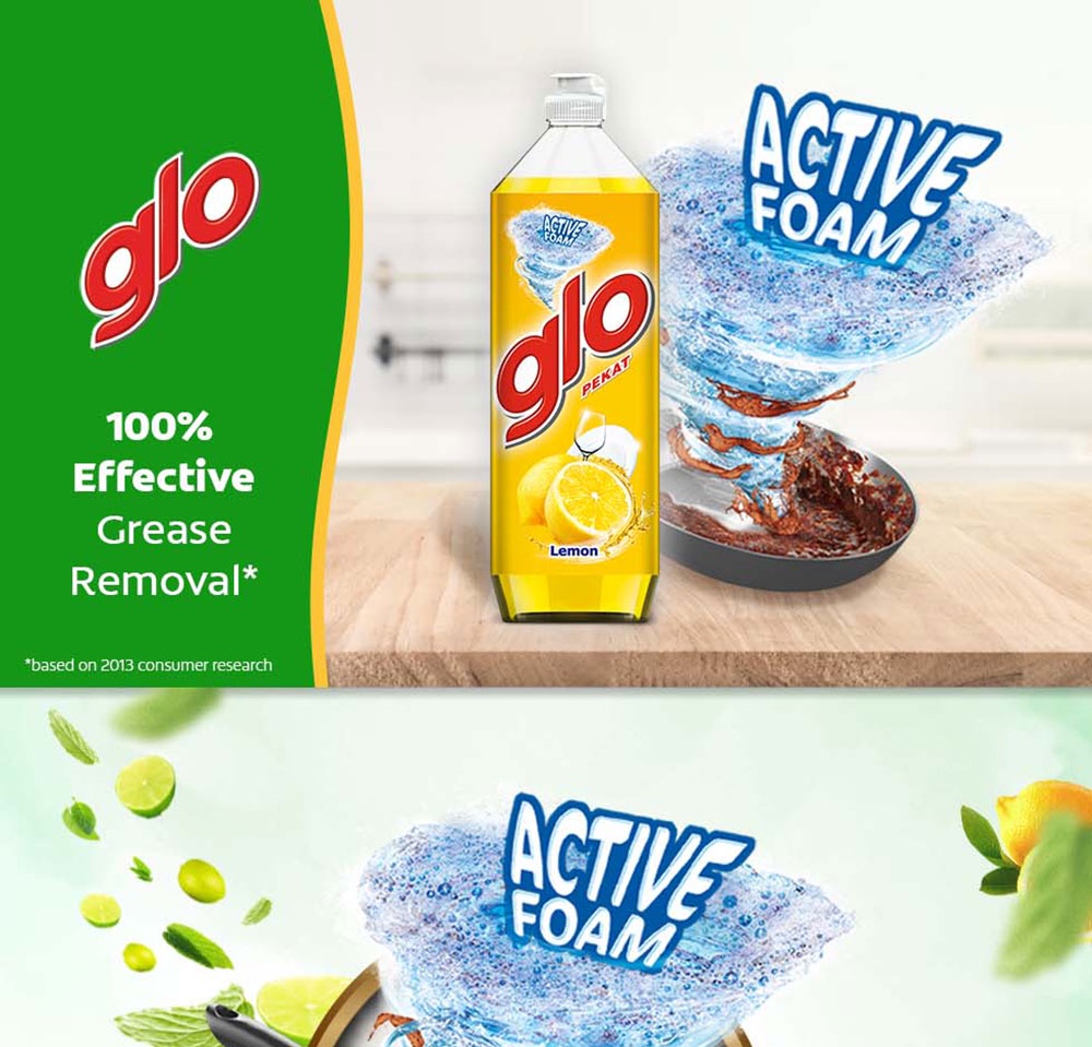 Glo Active Foam Lemon Dishwash Liquid 800ml | Shopee Malaysia