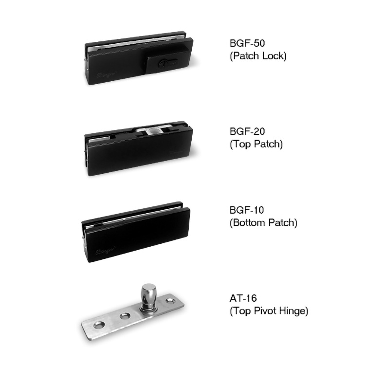Bingo® Black Series Floor Hinges / Spring / Door closer & Patch Fitting Lock Set with handle for ...
