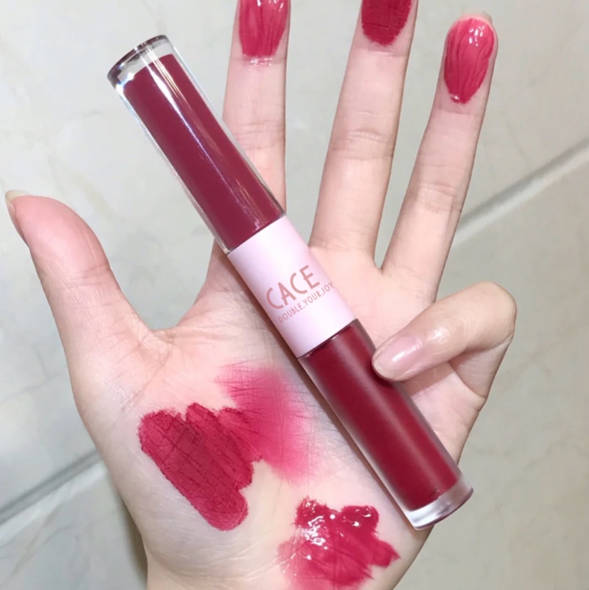 CACE 6 Colors Fun Double Head Lip Glaze Pop Makeup Mirror Matte ...
