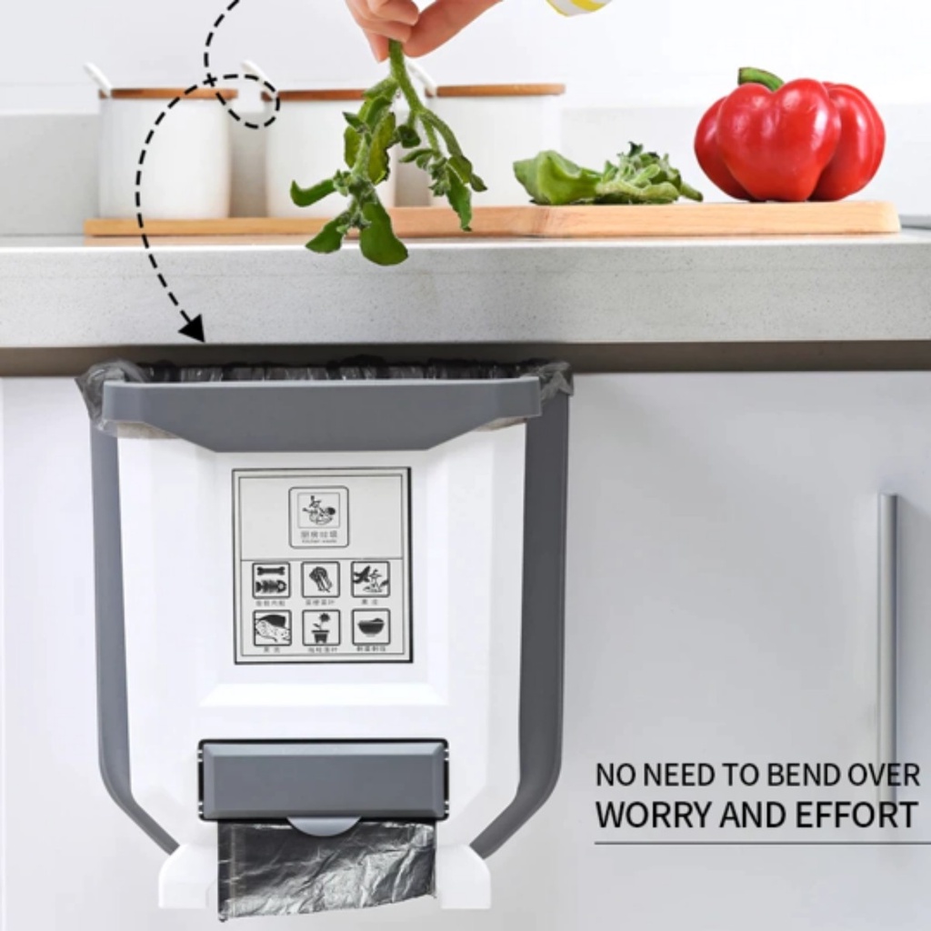 Foldable Kitchen Dustbin Rubbish Bin Garbage Basket Food Waste Bin ...