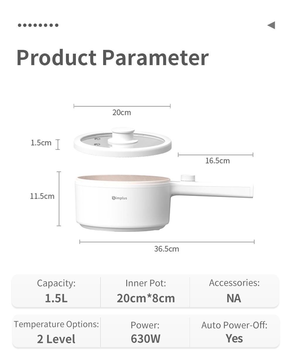 Simplus Non-Stick Electric Multi Cooker With Steamer (1.5L/300W/630W ...