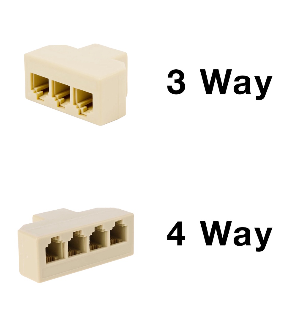 RJ11 1 Way / 2 Way / 3 Way / 4 Way In-Line Coupler 4 Conductor Ivory ...