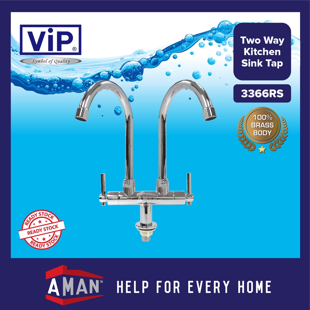 ViP 2-Way Pillar Tap Wall Tap Arc Kitchen Sink Tap 100% Brass Body ...