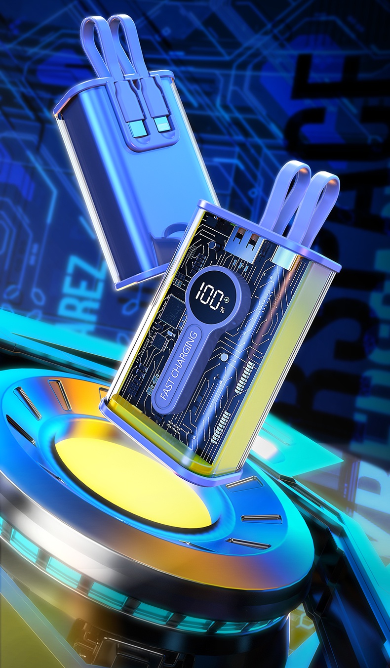 【Special sale】Y168 Powerbank 20000mAh 22.5W Powerbank Fast Charging Built-in 2 Cable Mini ...