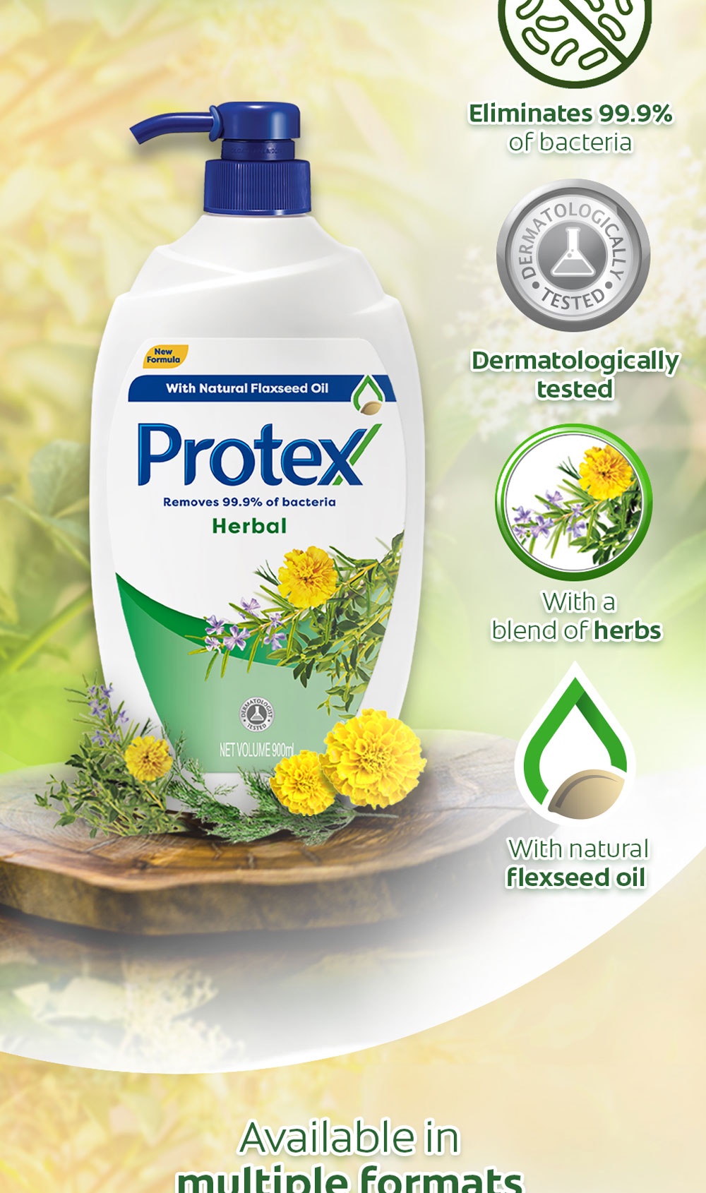 Protex Herbal AntiBacterial Shower Gel Eliminates 99.9% Bacteria (900ml ...