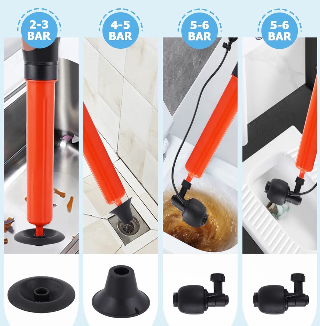 Toilet Plunger Pump Toilet Sumbat Drain Clog Remover High Pressure ...