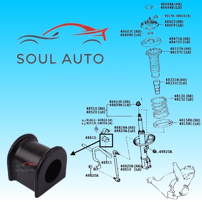 Toyota Wish ZNE10 ANE10 ZGE20 ZGE21 ZGE25 Front Stabilizer Anti Roll ...