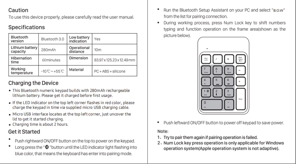 BOW wireless bluetooth Numeric keypad digital keyboard Cute Macaron ...