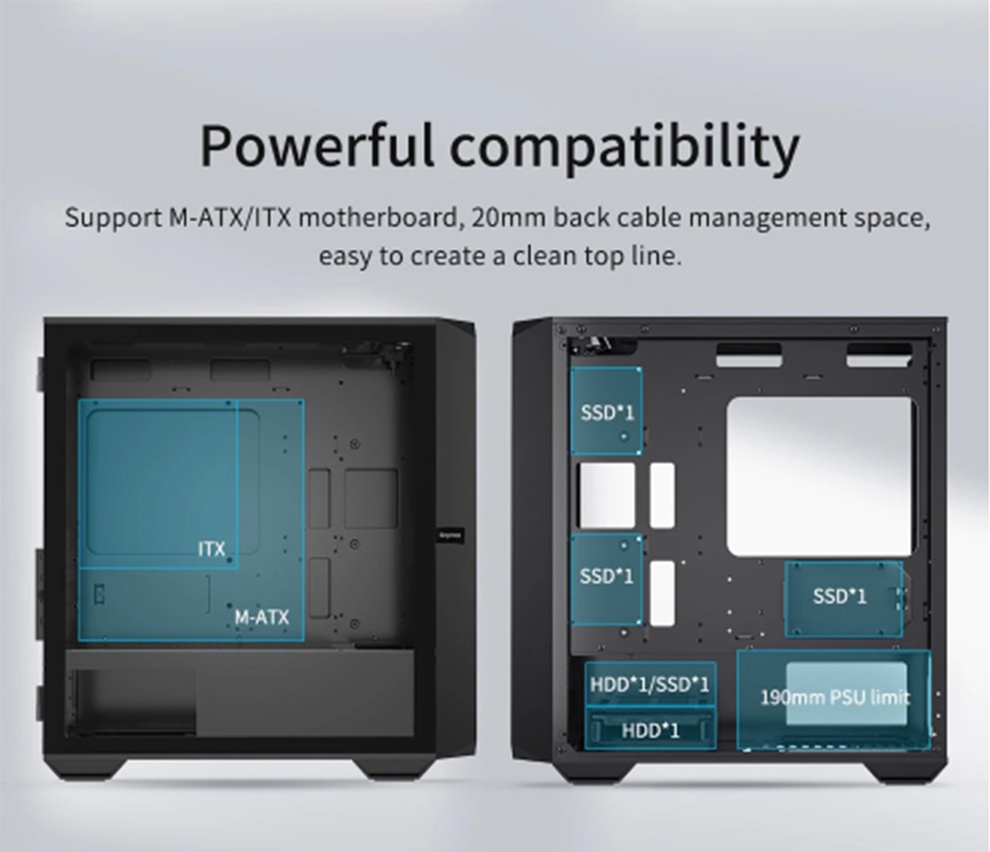Segotep Alpha Tempered Glass M-ATX Gaming PC Case With 4 Fans - Black ...
