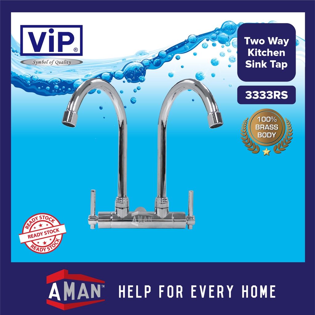ViP 2-Way Pillar Tap Wall Tap Arc Kitchen Sink Tap 100% Brass Body ...