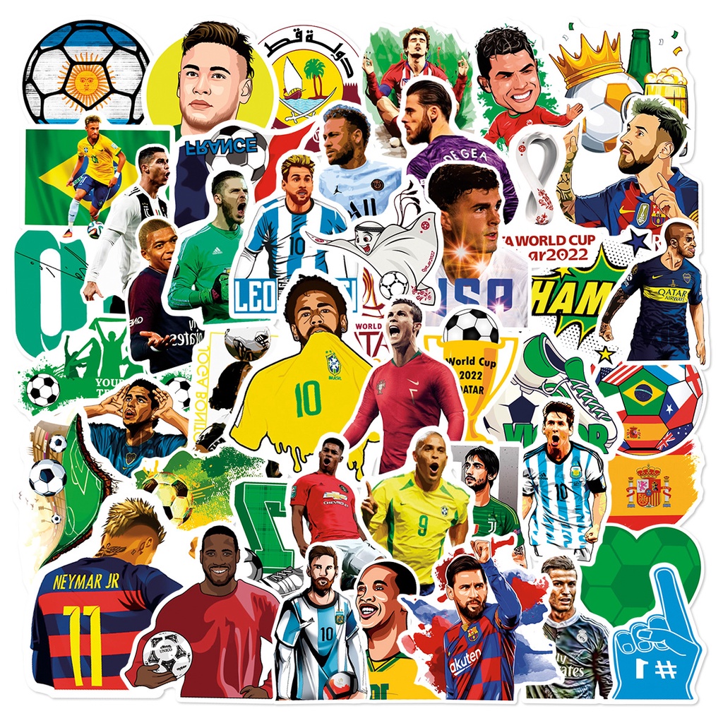 50Pcs 2022 FIFA World Cup Football Star Waterproof Stickers Decals For ...