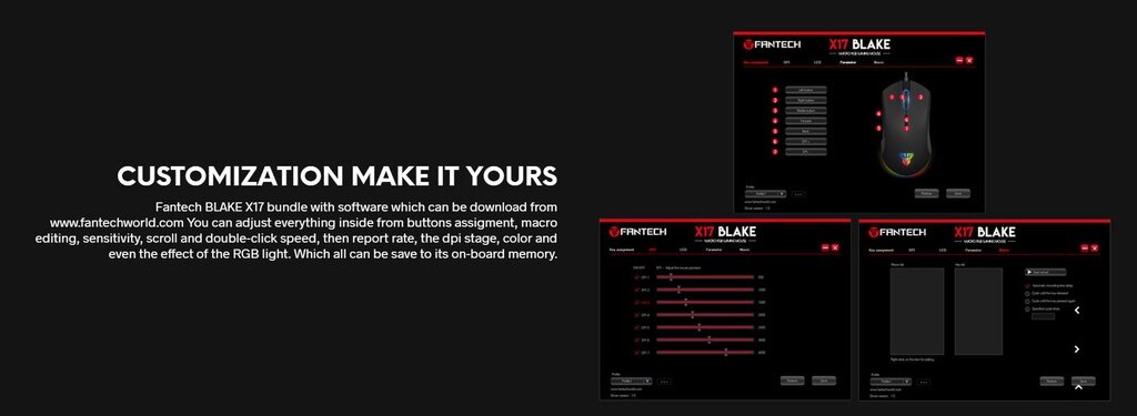 Fantech X17 BLAKE Professional Wired Gaming Mouse 10000DPI 7-Button ...