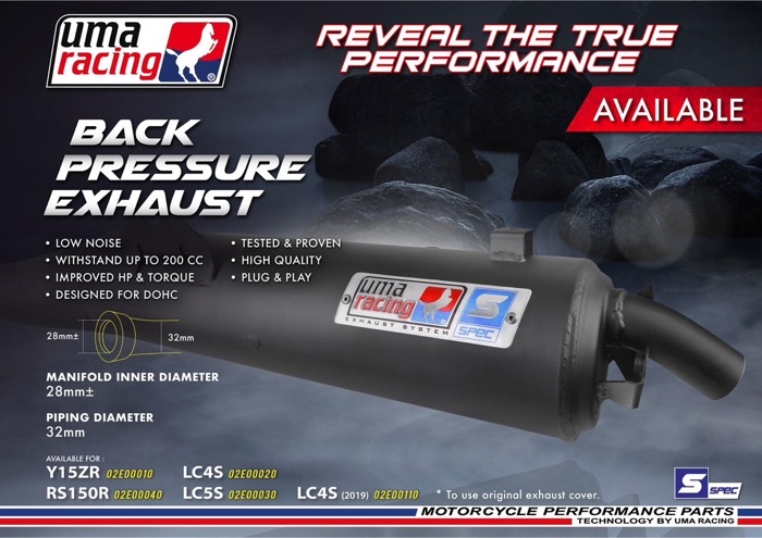 UMA RACING EXHAUST PAIP Y15ZR LC135 V2-V8 Fi Y16ZR RS150 RSX150 LC135 ...