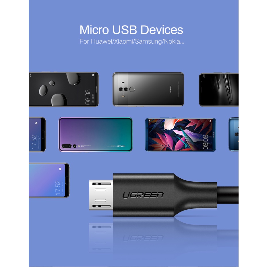 UGREEN USB A To Micro USB Cable 2.0A Qualcomm 3.0 QC Quick Charge Fast ...