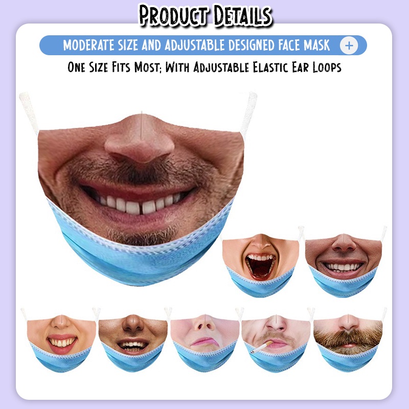 [Little B House] Unisex Cute Face Expression Reusable Washable Adults ...