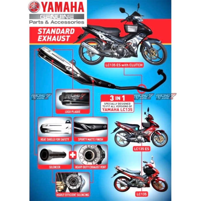 YAMAHA LC135 4S 5S (New) Standard Exhaust Pipe/ LC135 Ekzos V1 V2 V3 V4 V5 V6 V7 V8 Fi, LC4S ...