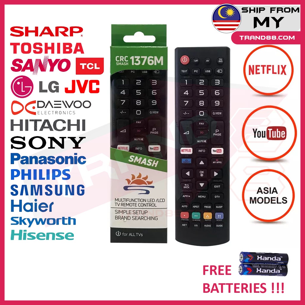 Trand88 Replacement Universal Multi LCD LED Smart TV Remote Control RM ...