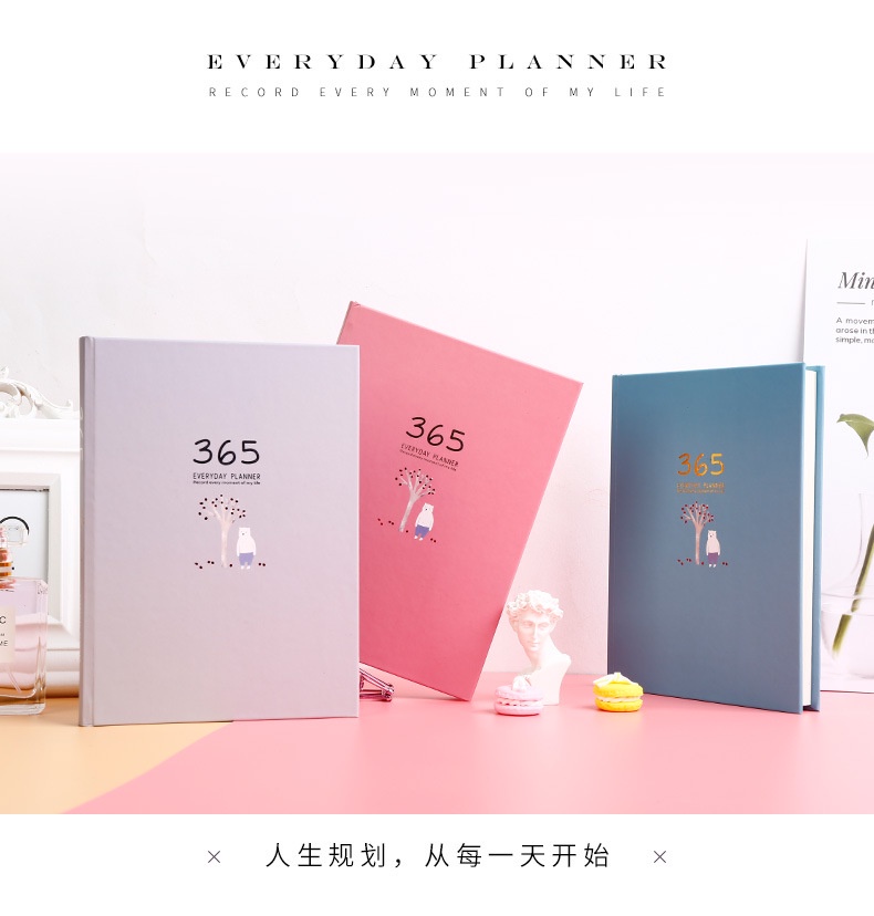 Ins Minimalist 365 Days Planner Notebook 2025 Cute Girl Journal Diary ...