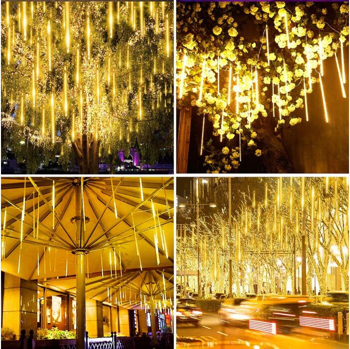 Air tahan 10m/13m/17m110v/220v cahaya rentetan LED hujan meteor, lampu ...