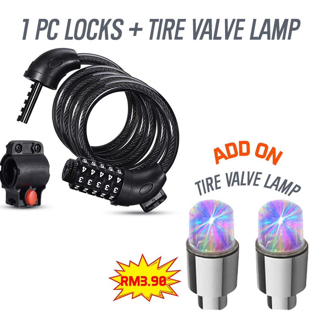Basikal Bicycle Password Lock Bike Security Locker Anti-Theft Locks ...