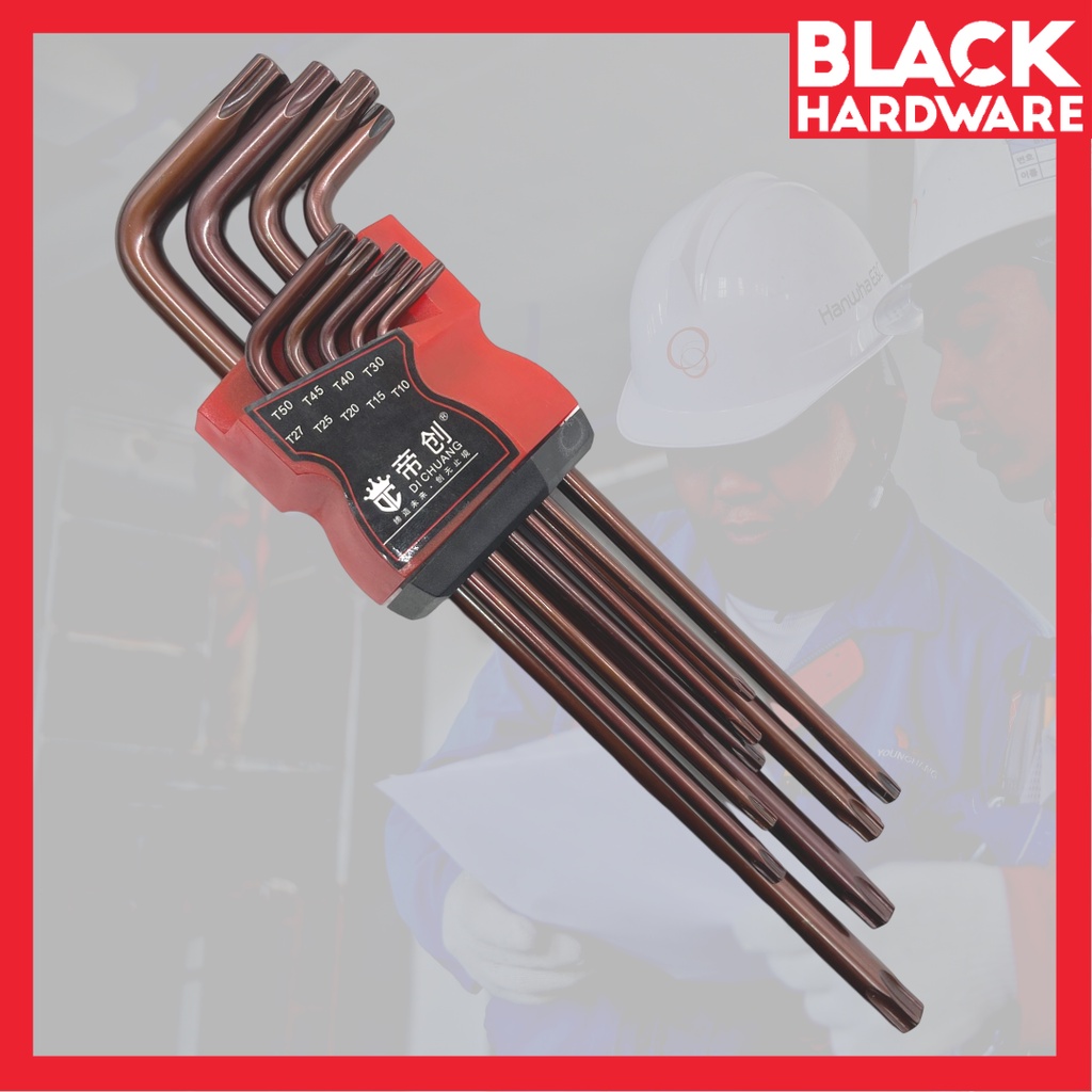 BLACK HARDWARE EXTRA LONG TORX Socket WRENCH Allen Hex Key SET Skru ...
