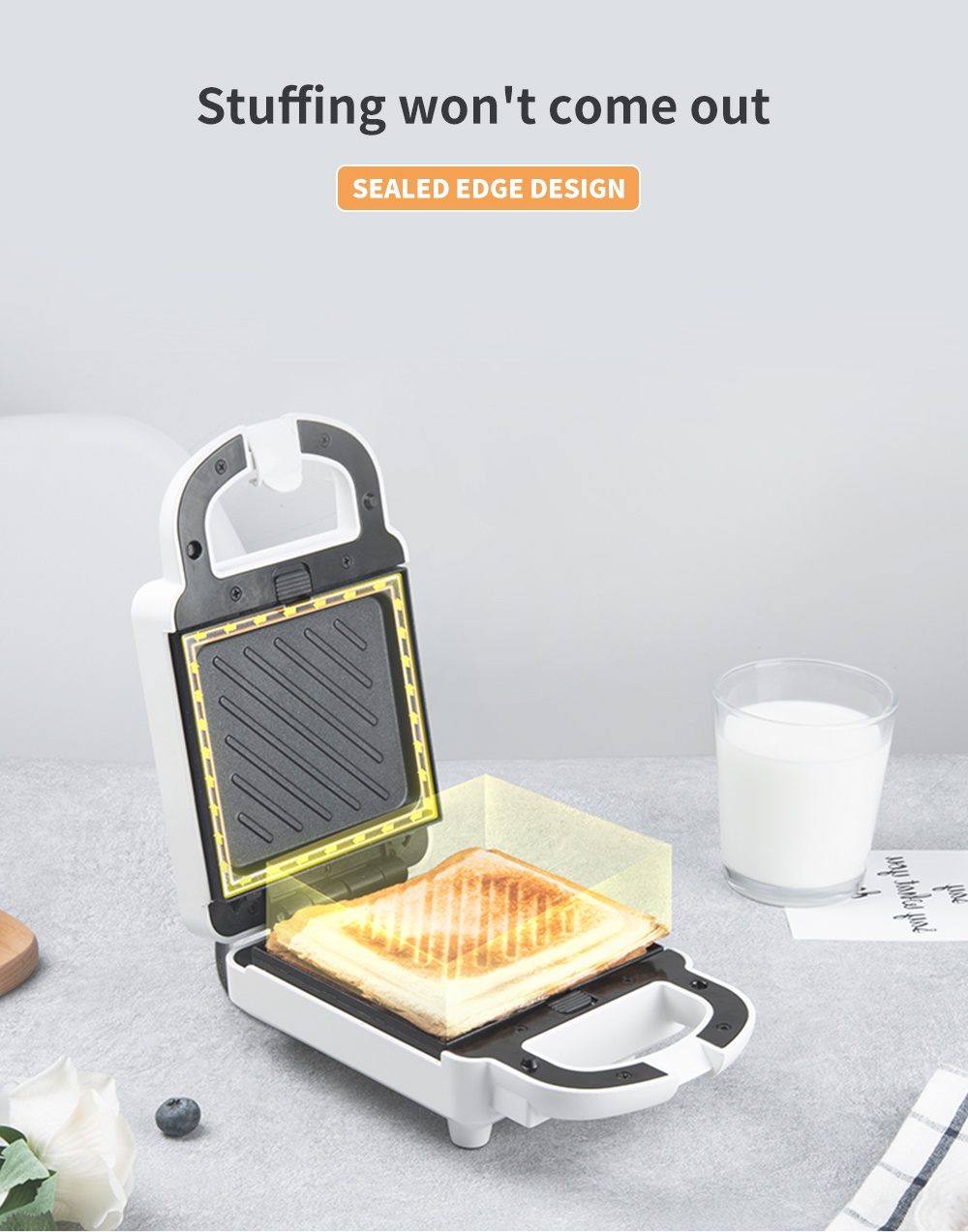 Simplus Sandwich Waffle Maker|Multi-Use Breakfast Bread Toaster Maker ...