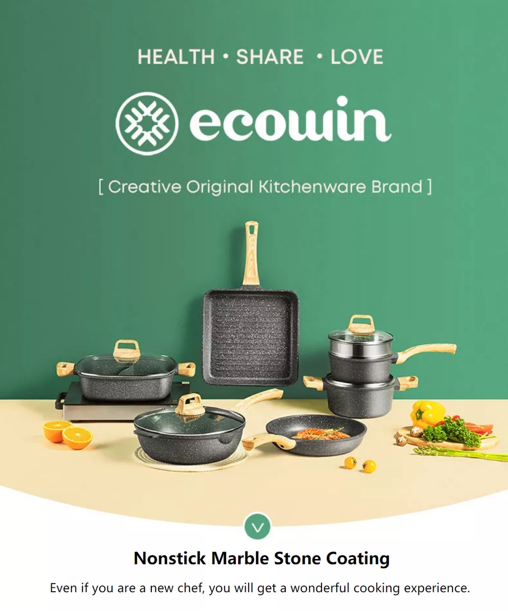 Ecowin Maifan Stone Non Stick Frying Pan Fry Pan PFOA & PTFE Free Suitable For All Stoves ...
