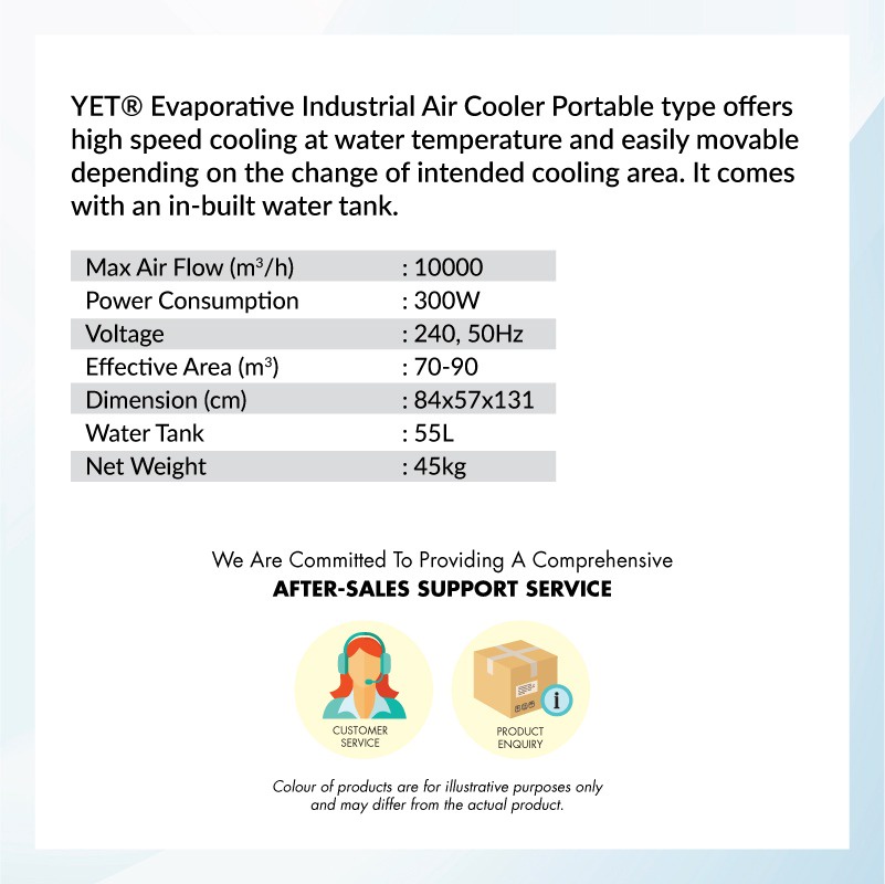YET 55L Industrial Heavy-duty Big Air Cooler 10000m3/h Powerful air ...