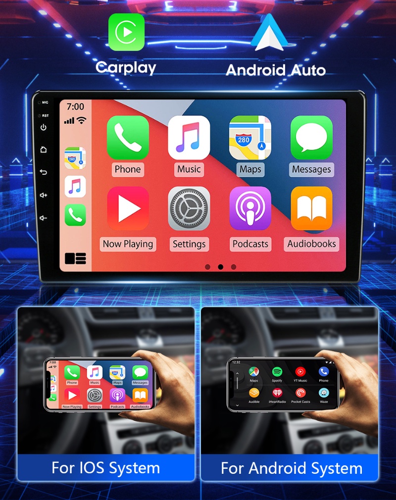 【TS18 Octa Core 4GB+64GB Wireress CarPlay】Android Player 2Din 9/10.1 ...