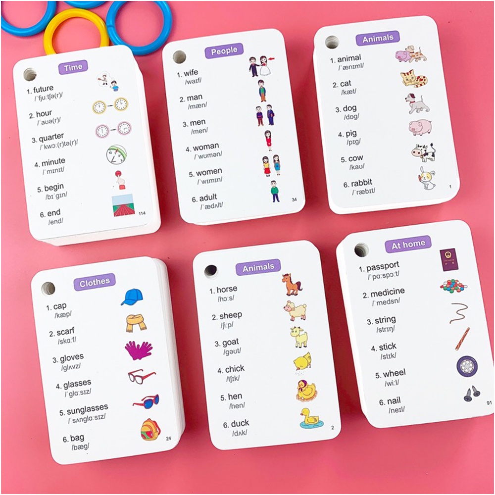 1200 English Words Cards Children Learning Animals Plants Fruits ...