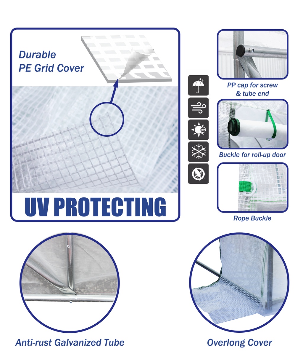 Super Thick Greenhouse 6mx3xm2.5m Full Set Heavy Duty UV Cover Net Anti ...