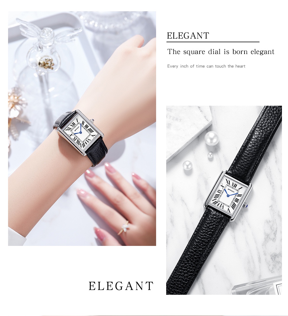 Sanda 1108 Wrist Watches Rectangular For Women Silver Case Ladies Brand ...
