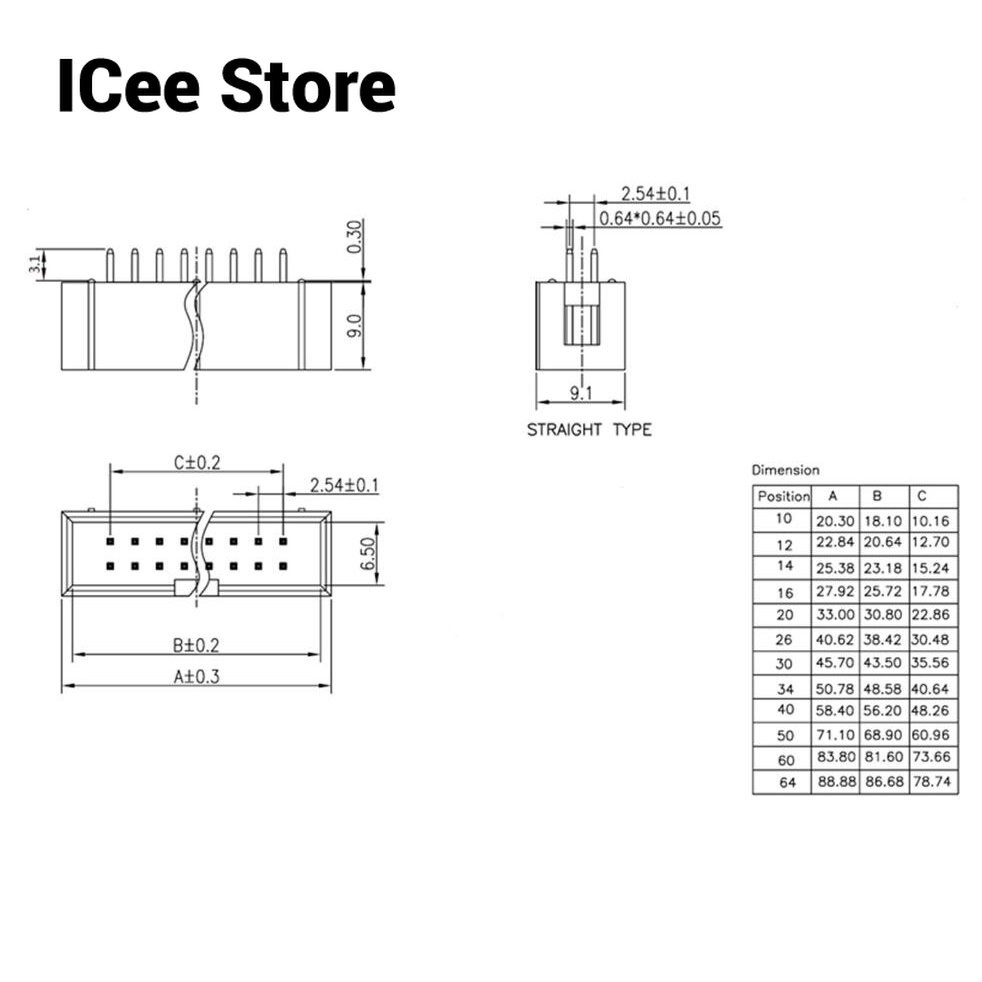 10Pcs DC3 Socket 2.54mm 6P 8P 10P 14P 16P 20P 26P 30P 34P 40P 50P JTAG ...