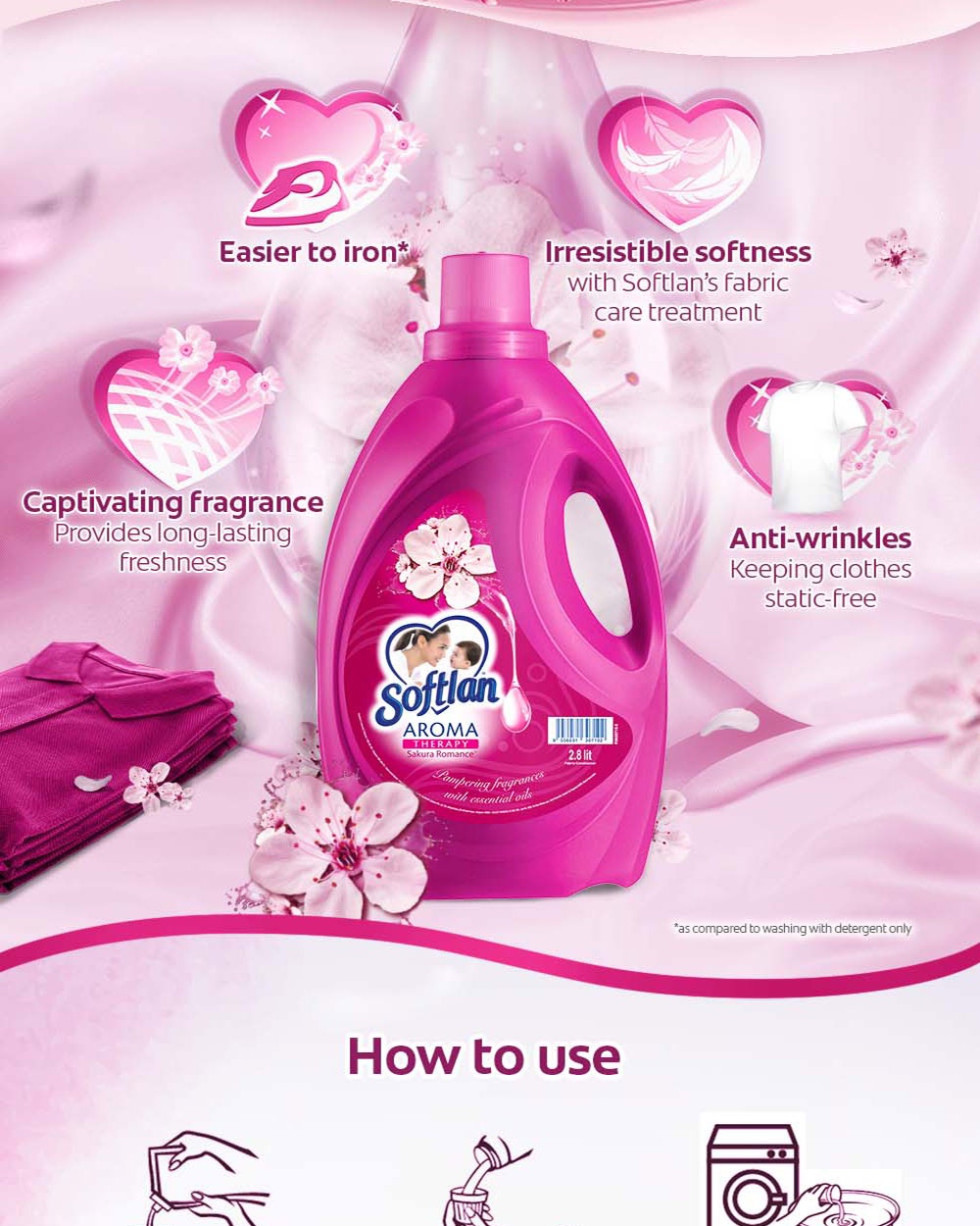 Softlan Aroma Therapy Sakura Fabric Softener Pink (2.8L) | Shopee Malaysia