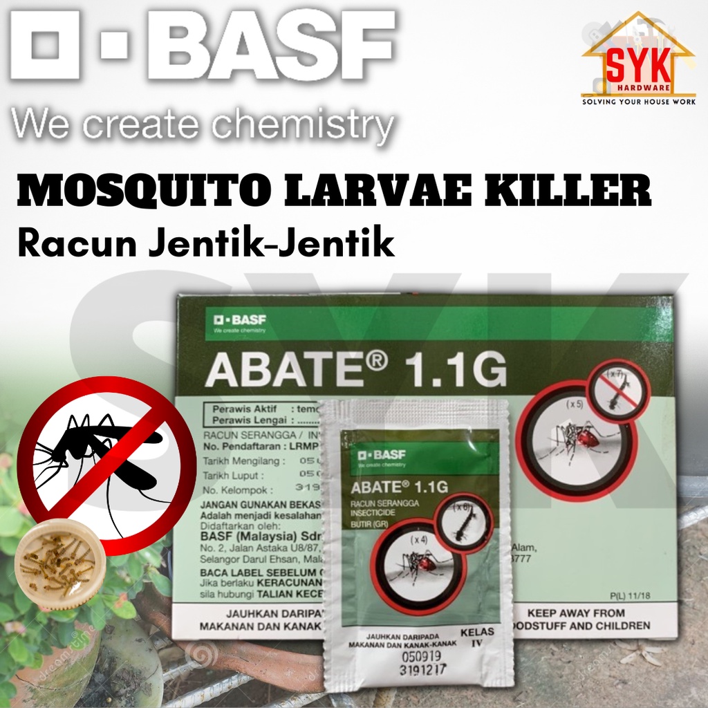 SYK BASF Abate 1.1G 10g 1Pack Class IV Insecticide Mosquito Larva Pest ...