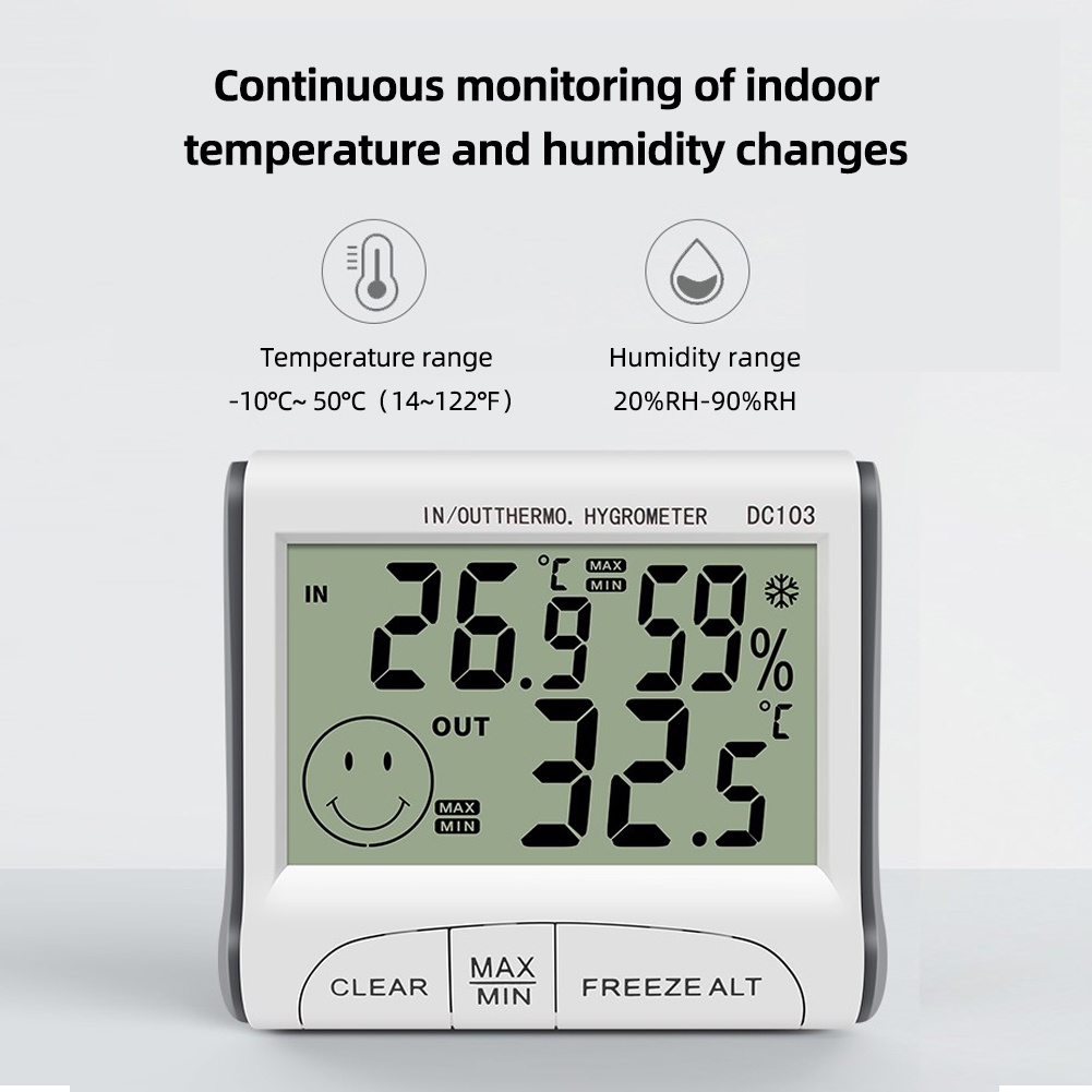 YAGO LCD Digital Temperature Humidity Meter Indoor Thermometer ...