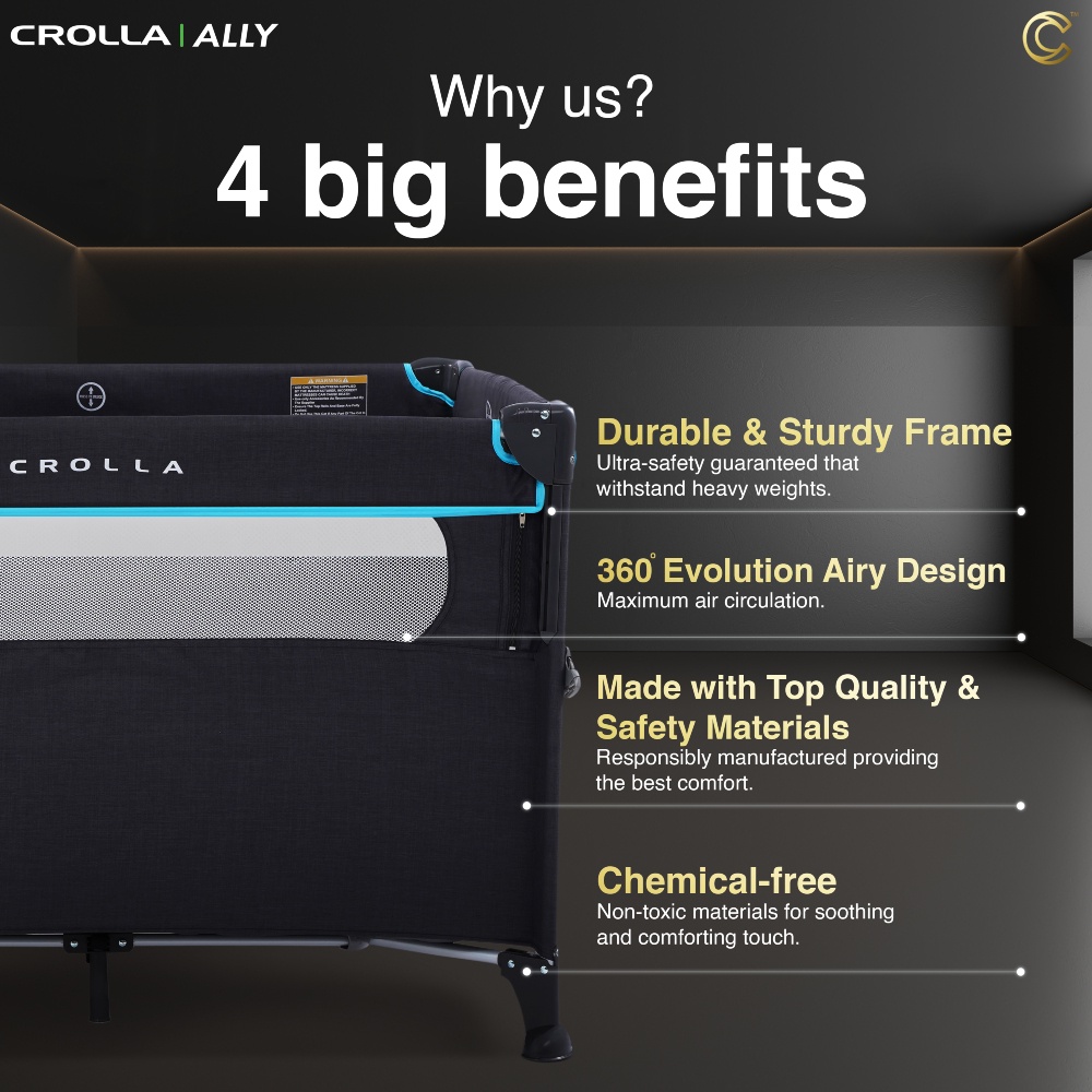 Crolla Ally Foldable Baby Playpen with Sliding Door - Newborn to 36 ...