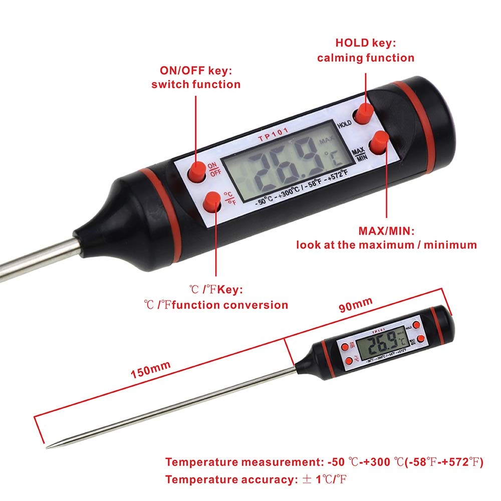 TP101 Digital Thermometer Cooking Food Kitchen BBQ Probe Water Milk Oil ...