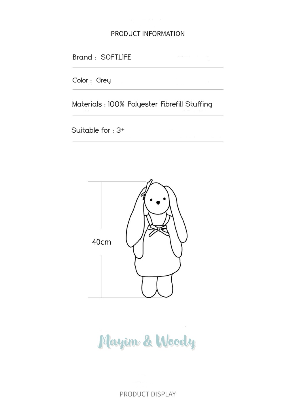 Softlife Bunny Soft Plush Toy Comfort toy for kids Cute Bunny Girl ...