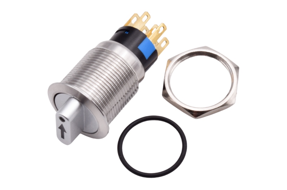 19mm 2 3 position Metal Selector Rotary Switch Latching Push Button ...